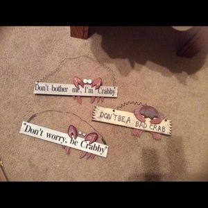Accents | 3 Pc Set Crab Hanging Signs | Poshmark